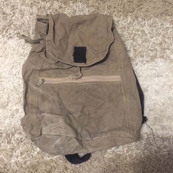 badge | Bags | Badge Army Green Vintage Drawstring Backpack | Poshmark